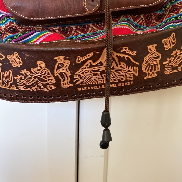 handmade in Peru | Bags | Peruvian Fabric And Leather Bottom Backpack ...